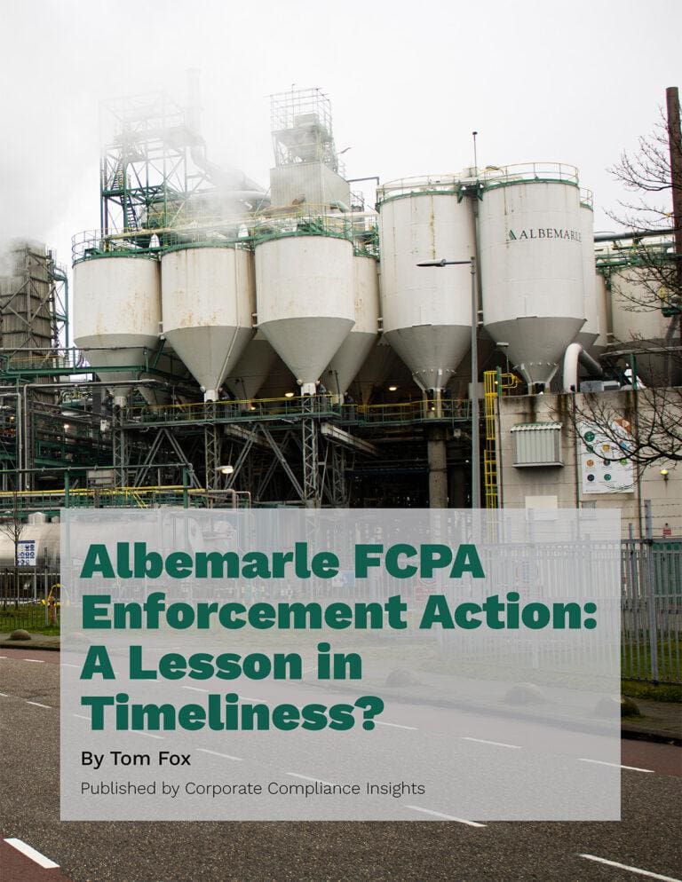 Albemarle FCPA Enforcement Action | Corporate Compliance Insights