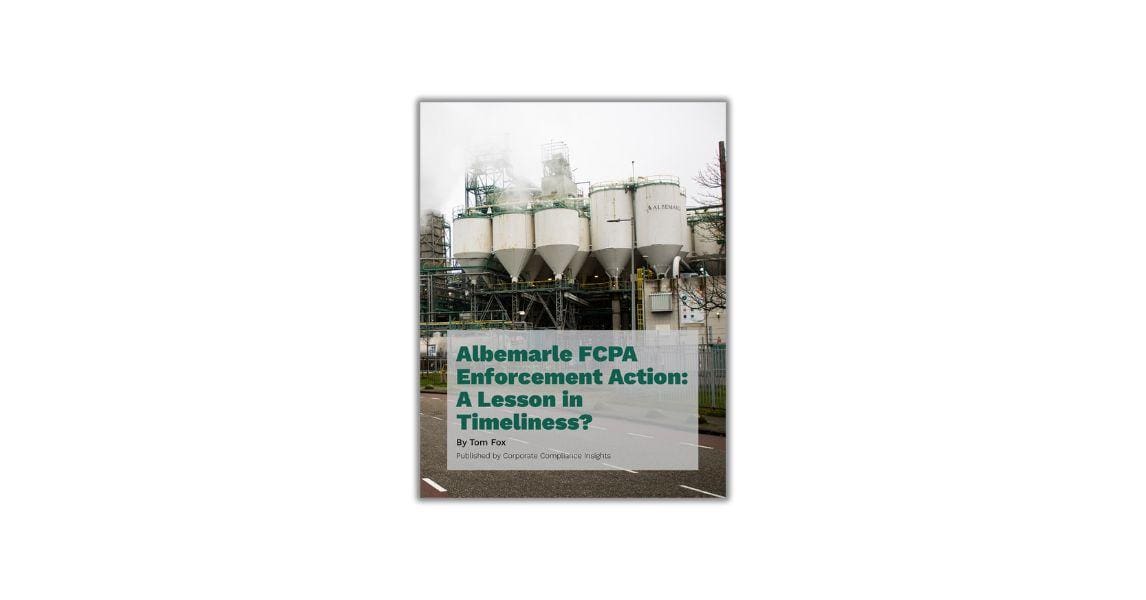 Albemarle FCPA Enforcement Action | Corporate Compliance Insights Albemarle FCPA Enforcement Action | Corporate Compliance Insights